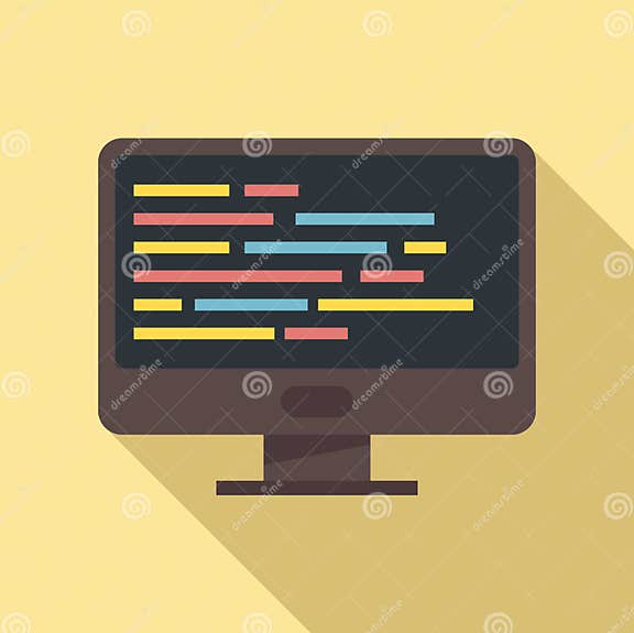 Kid Coding Icon Flat Vector. Computer Education Stock Vector ...