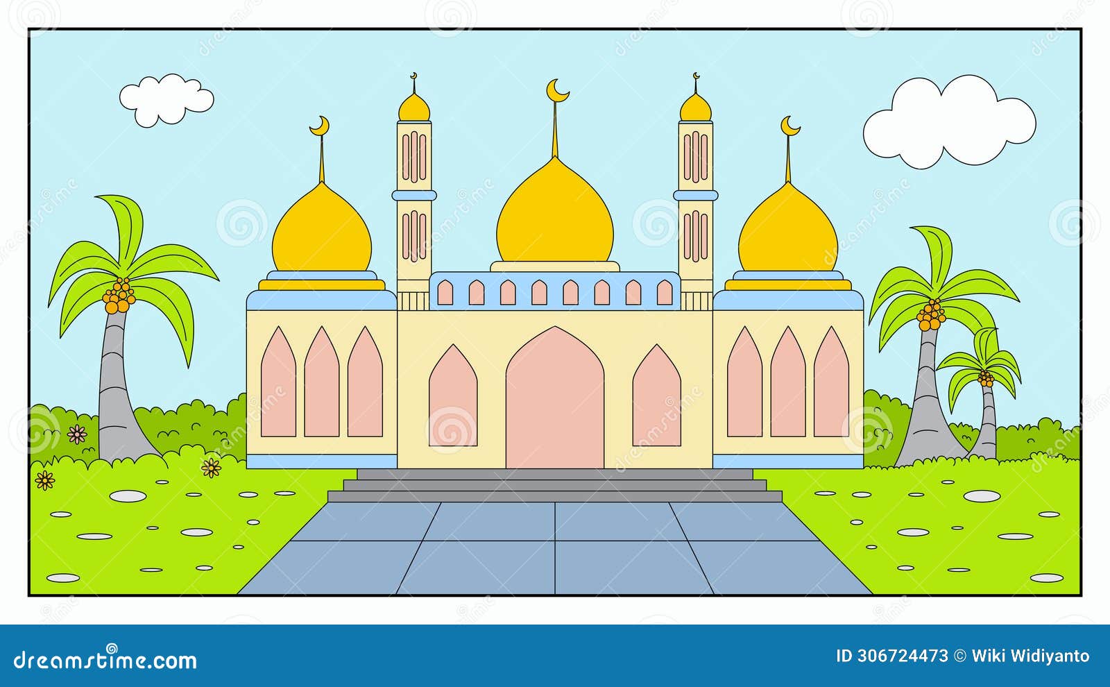 Kid Colorful Mosque Cartoon Stock Vector - Illustration of design ...