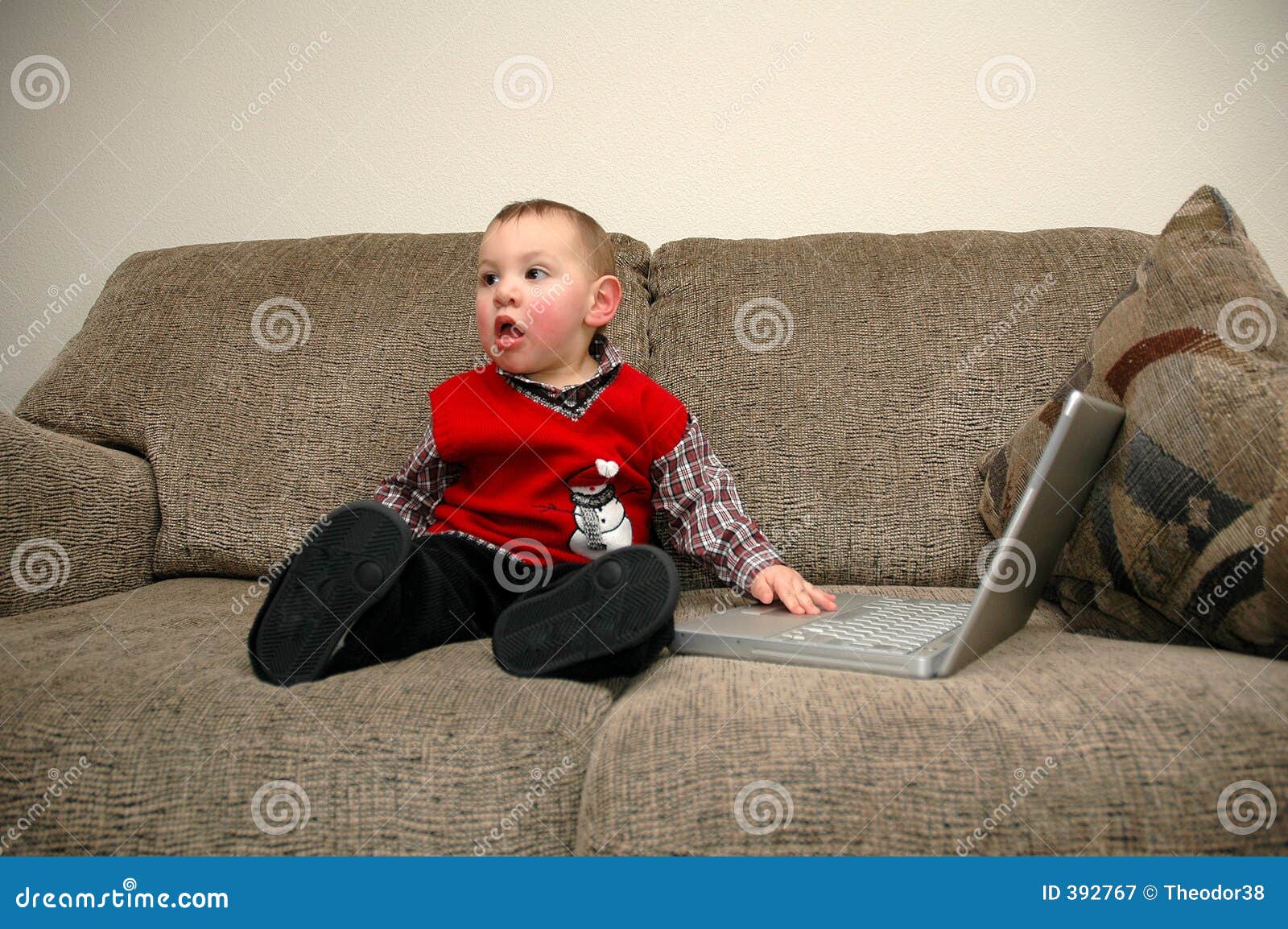 Kid and computer stock image. Image of commercial, baby - 392767