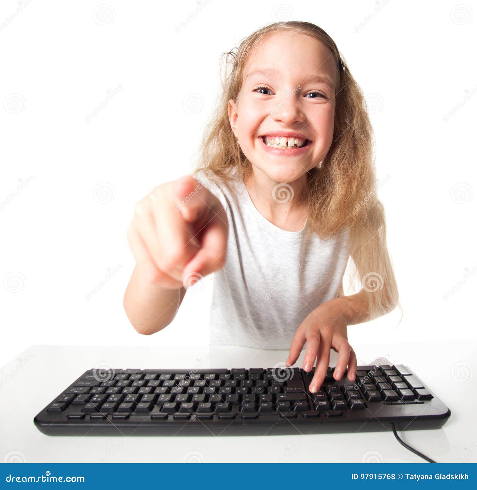 Kid with computer stock photo. Image of emotion, people - 97915768