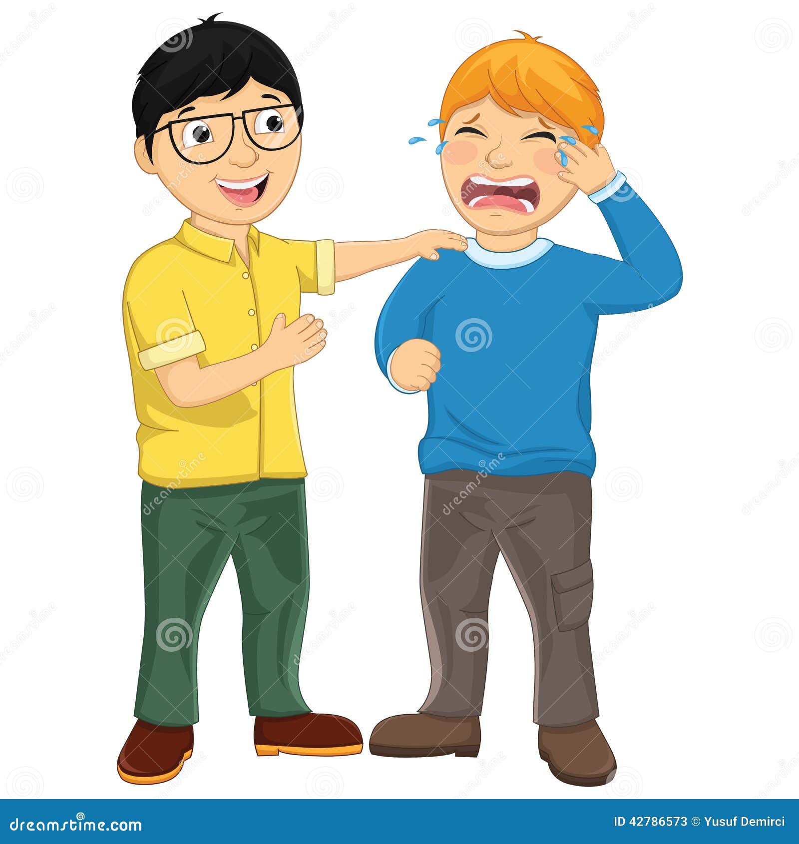 Kid Consoling Friend Vector Illustration Stock Vector - Illustration of ...