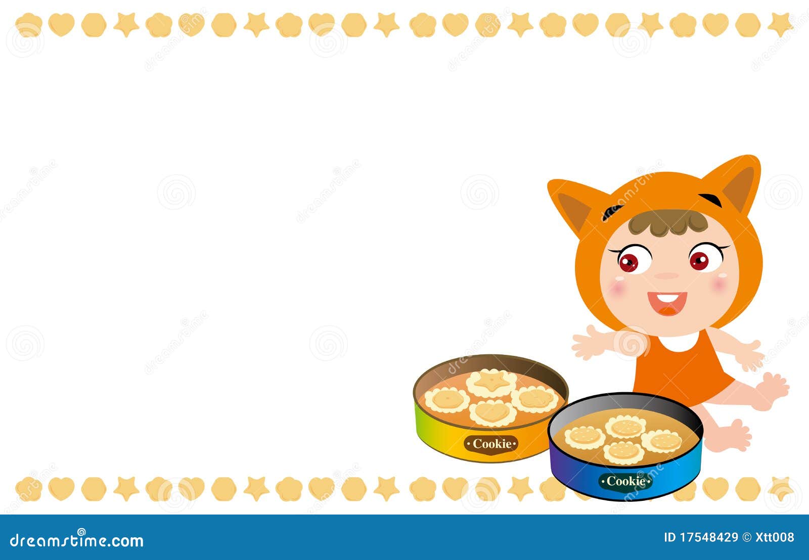 Kid and cookies frame stock vector. Illustration of girl - 17548429