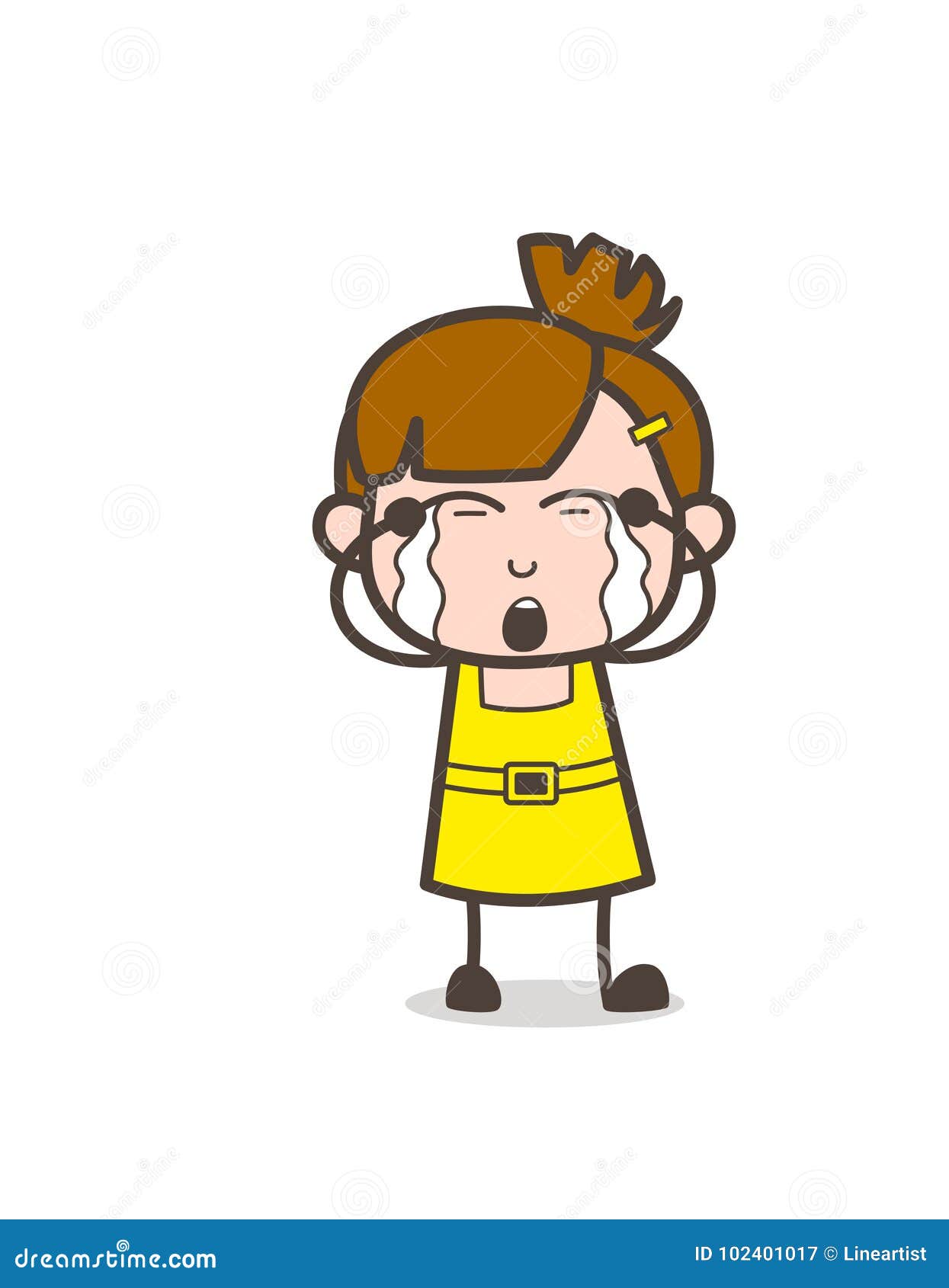 Kid Crying Face - Cute Cartoon Girl Vector Stock Illustration ...