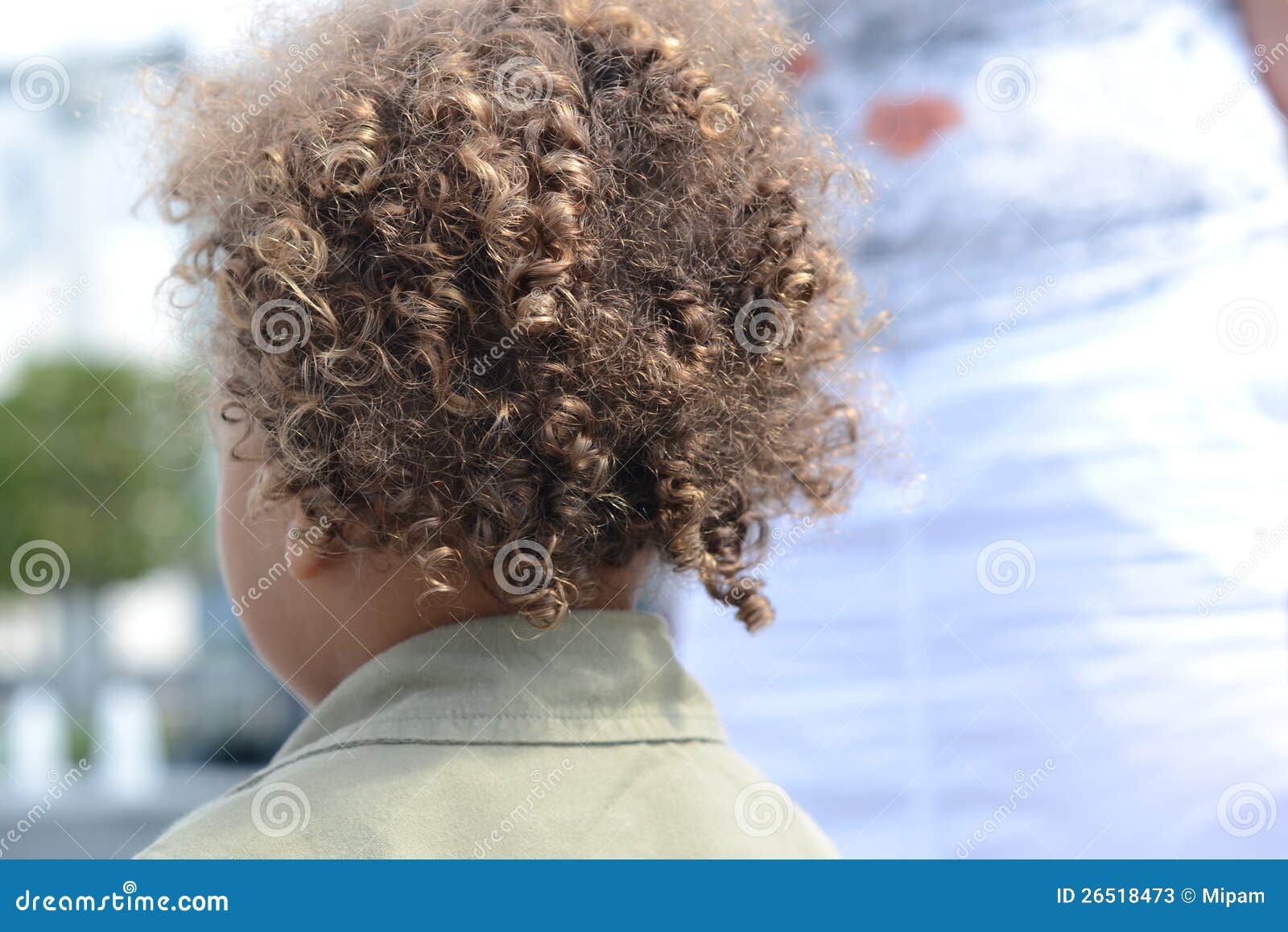 Kid curly hair back 2 stock image. Image of backward - 26518473