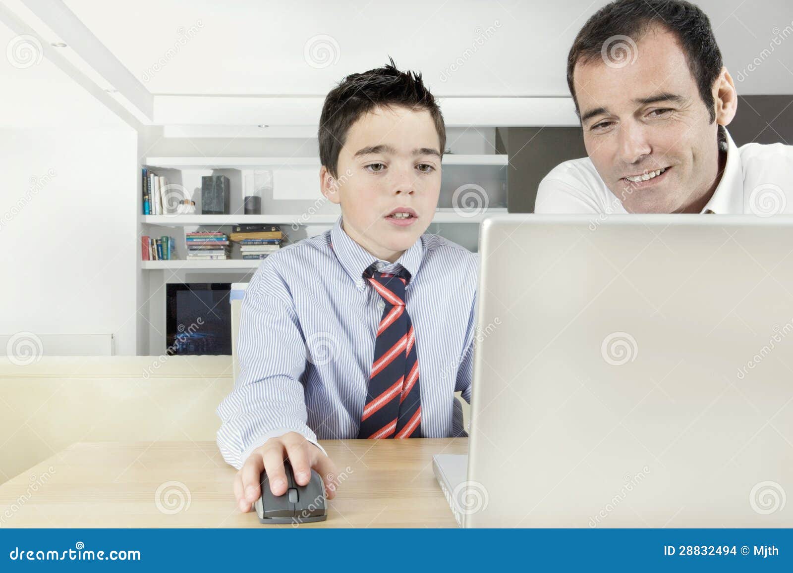 Kid and dad on laptop stock photo. Image of laptop, males - 28832494