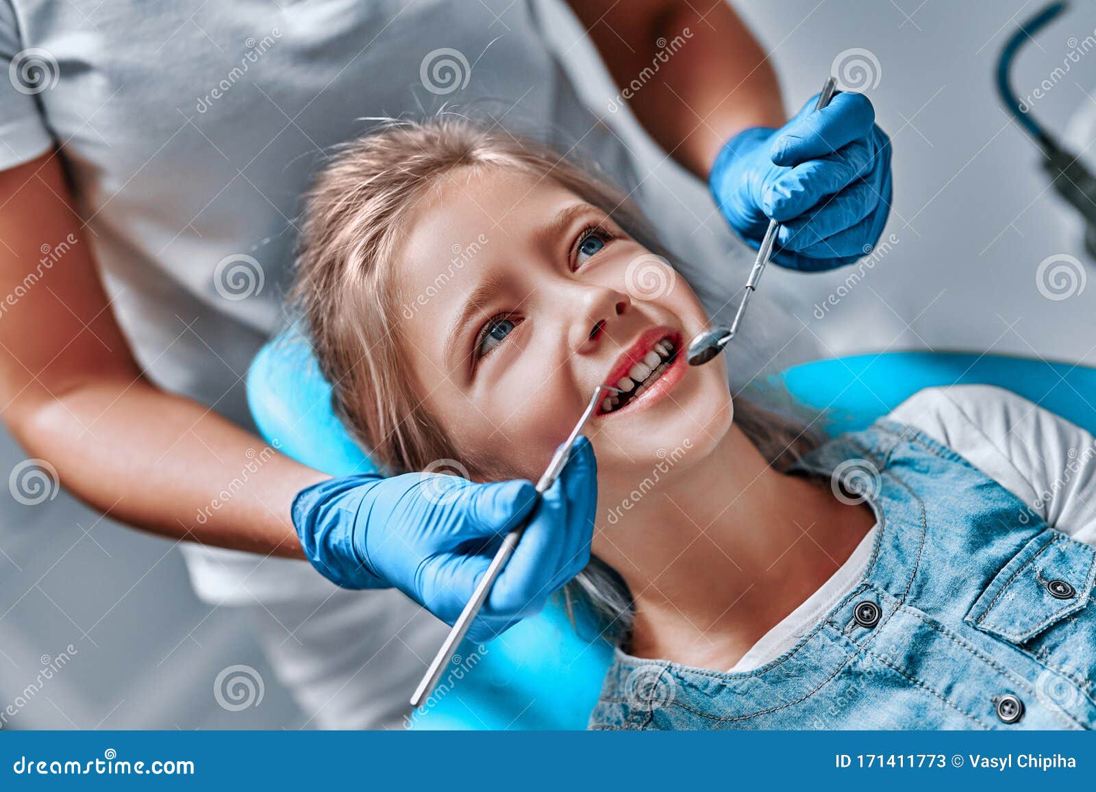 Kid at the Dentist Getting His Teeth Checked Stock Image - Image of ...