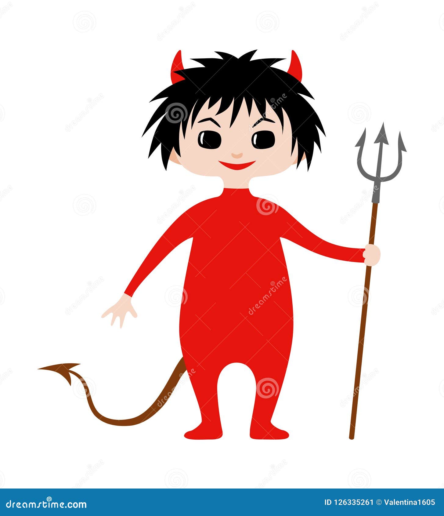 Kid in Devil Costume for Halloween Stock Vector - Illustration of ...