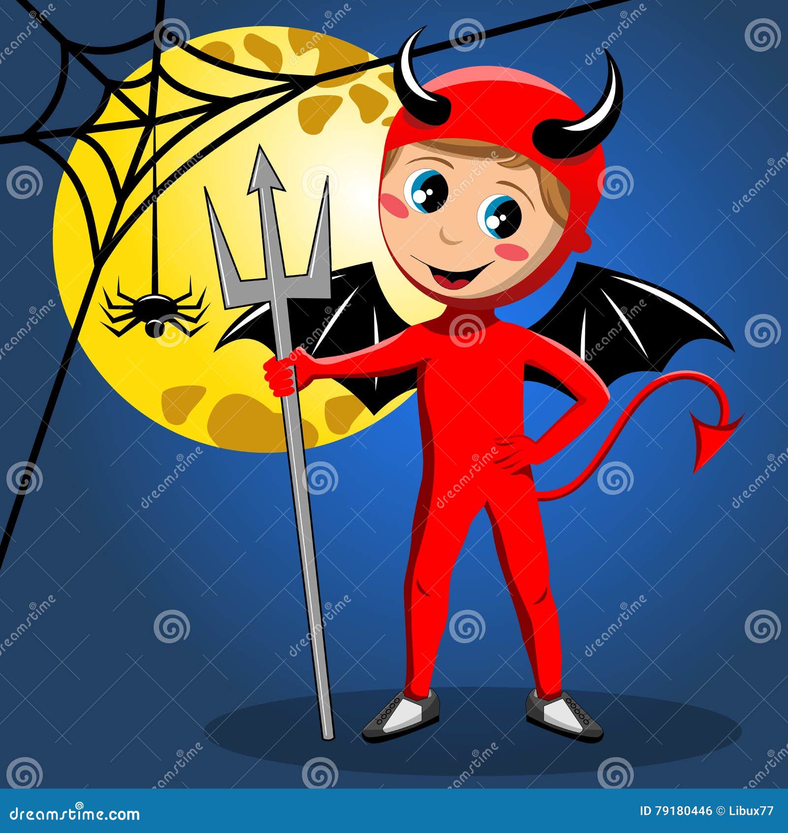 Boy In Red Devil Halloween Disguise Cartoon Vector | CartoonDealer.com ...