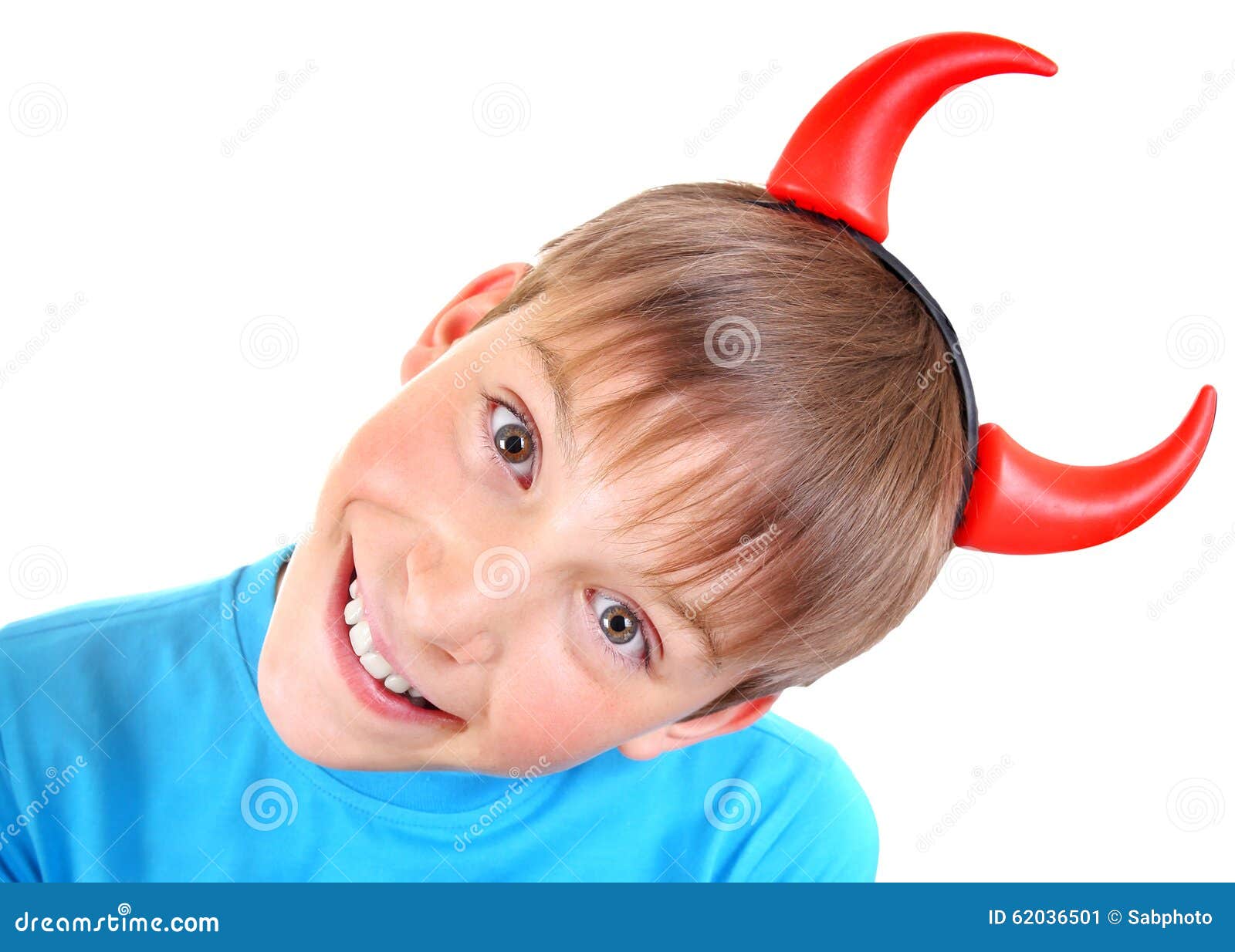 Kid with Devil Horns stock image. Image of costume, front - 62036501