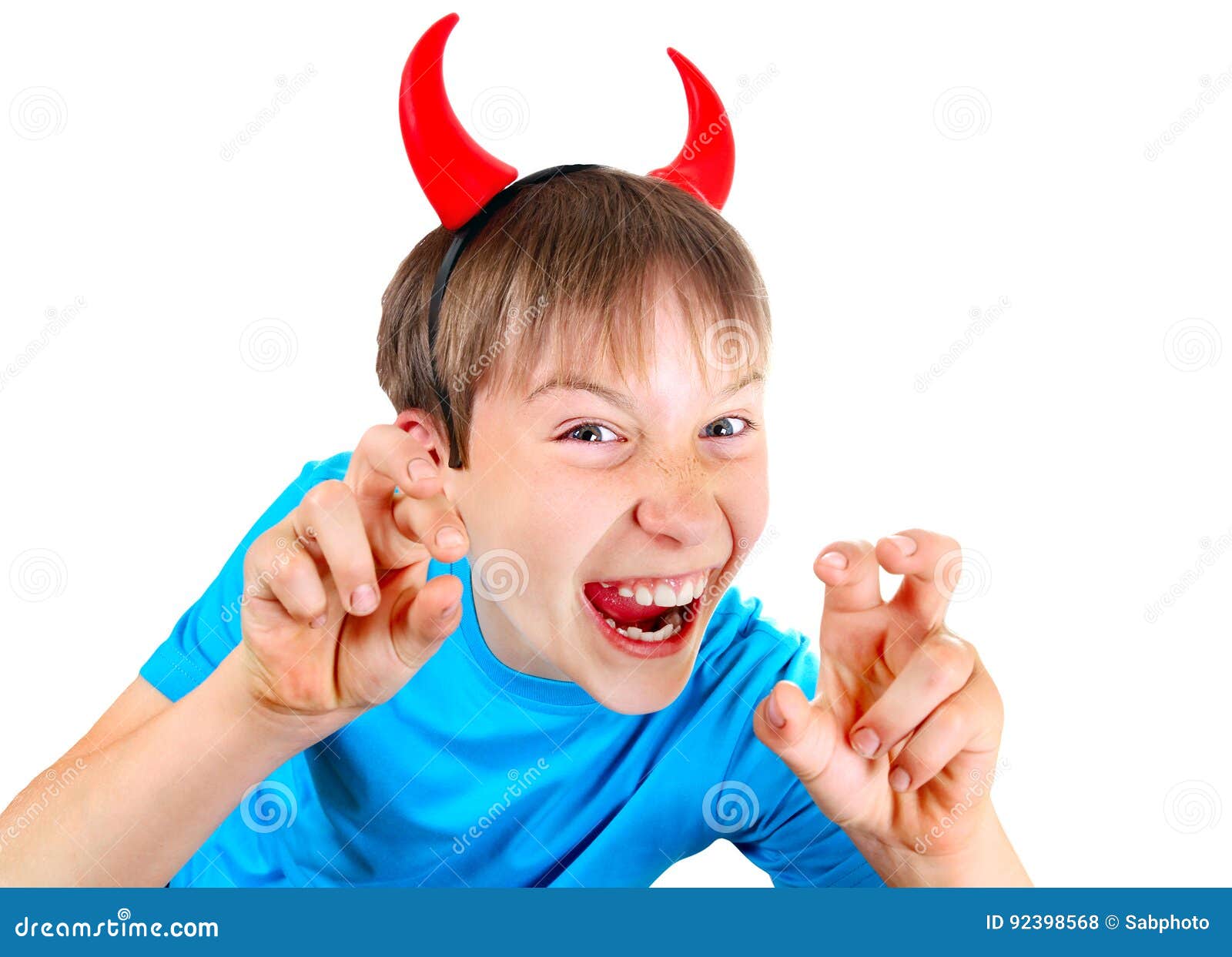 Kid with Devil Horns stock photo. Image of devil, joker - 92398568