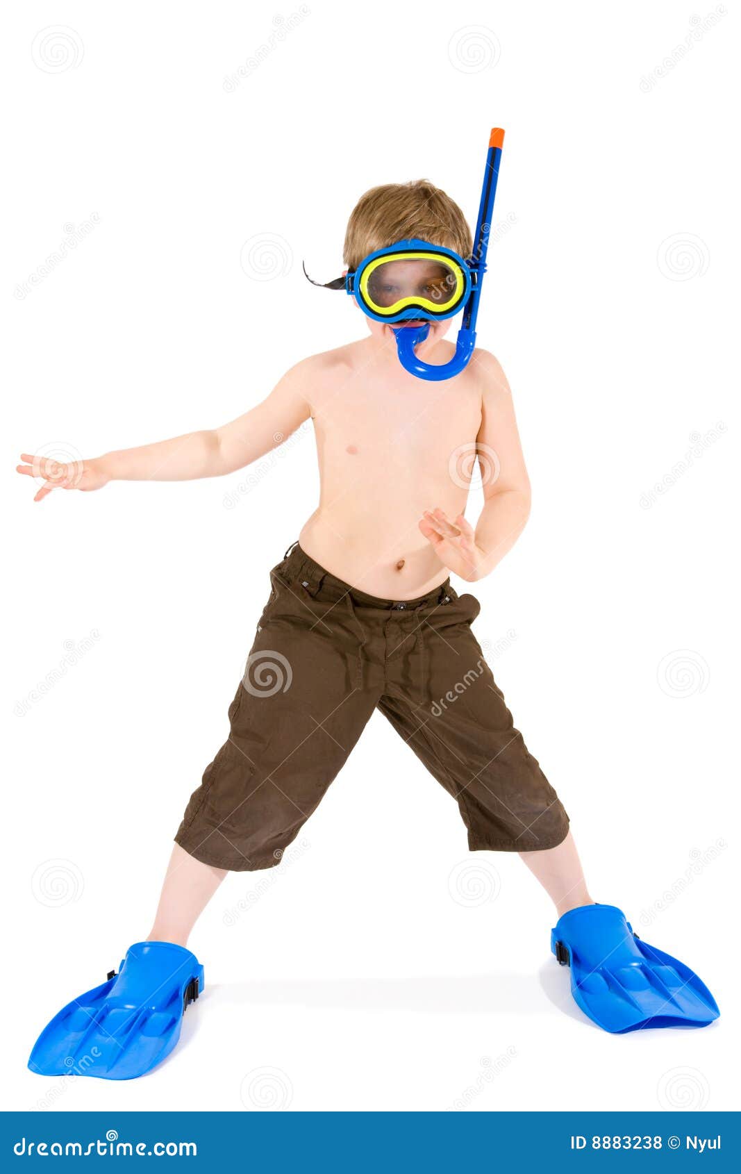 Goofy Scuba Diving Boy