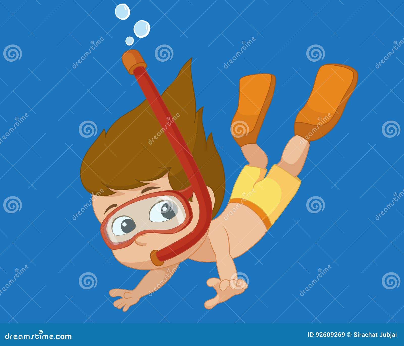 Kid Diving Under the Ocean. Stock Vector - Illustration of coral, play ...