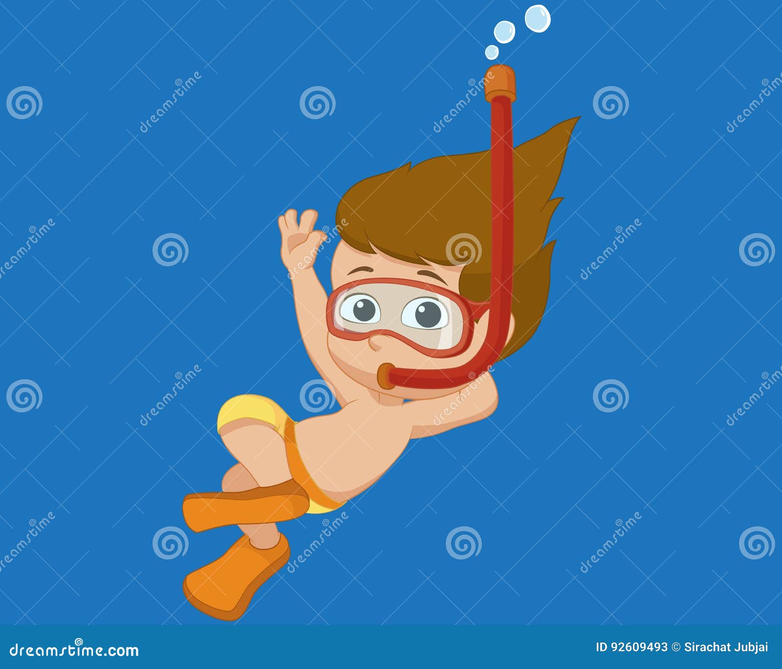 Kid Diving Under the Ocean. Stock Vector - Illustration of character ...