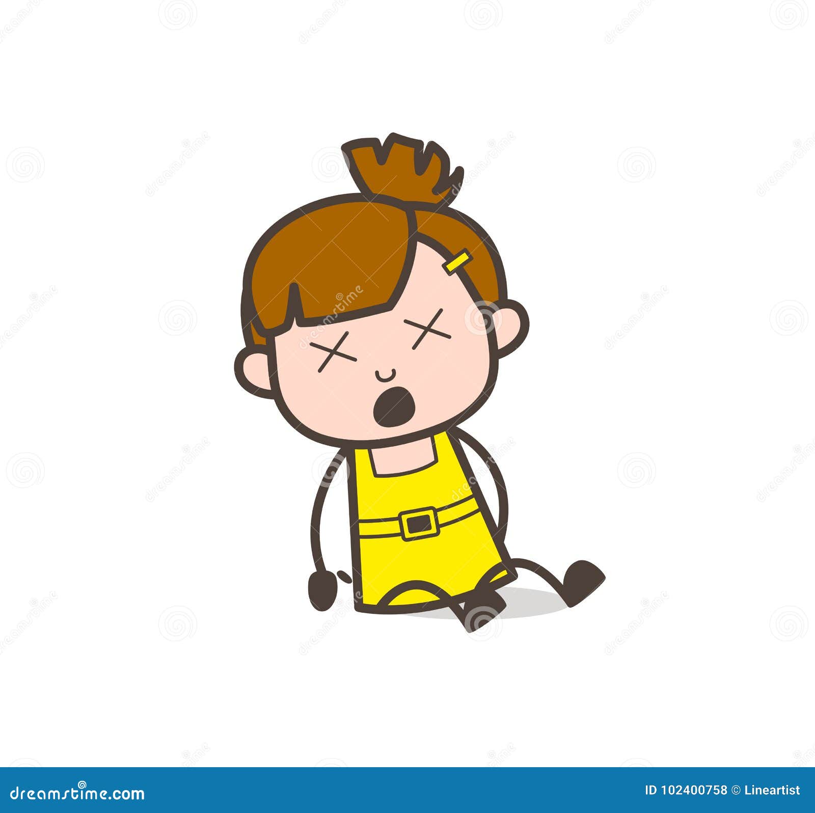 Kid Dizzy Face - Cute Cartoon Girl Vector Stock Illustration ...