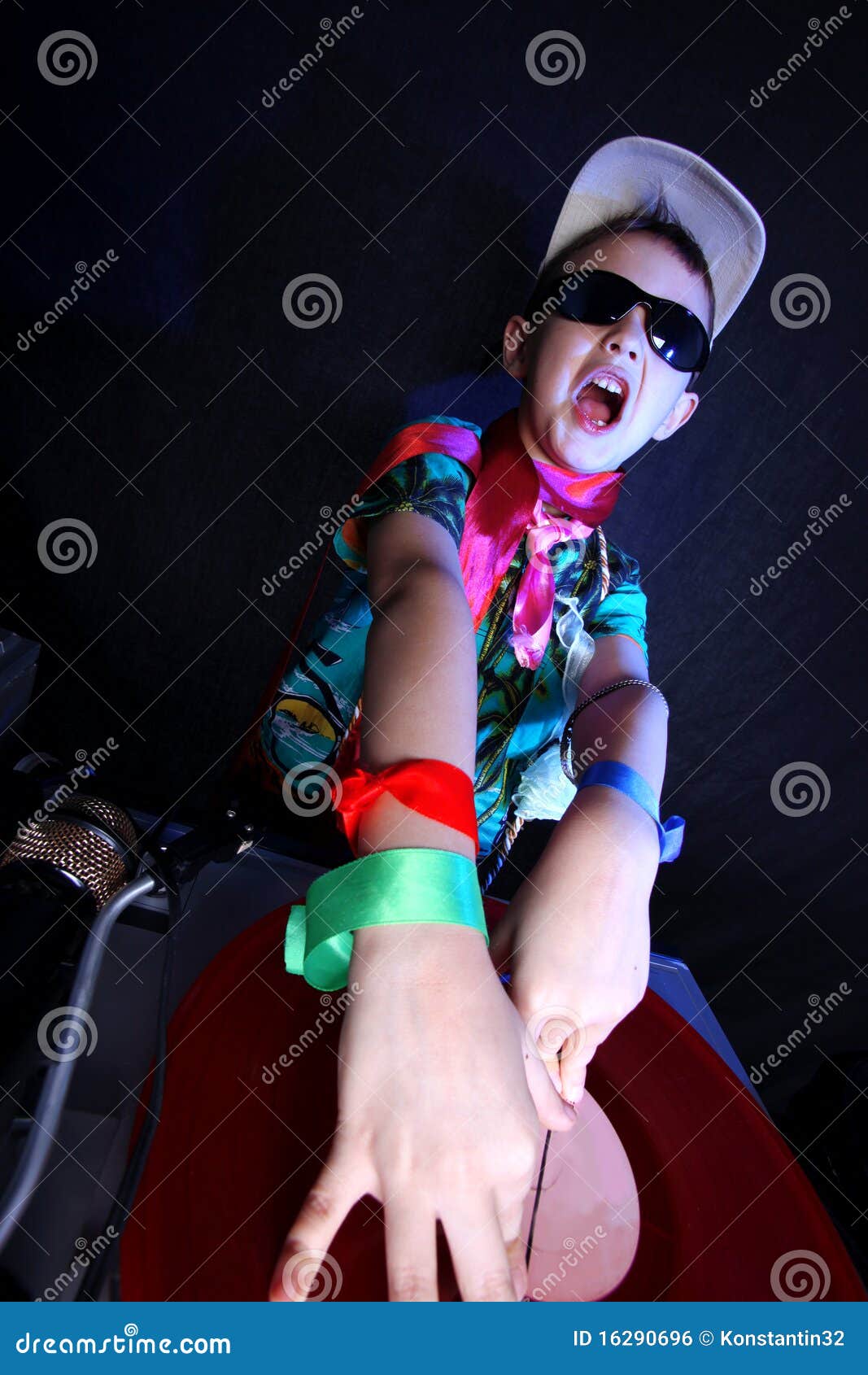 Kid DJ stock photo. Image of background, funky, disk - 16290696