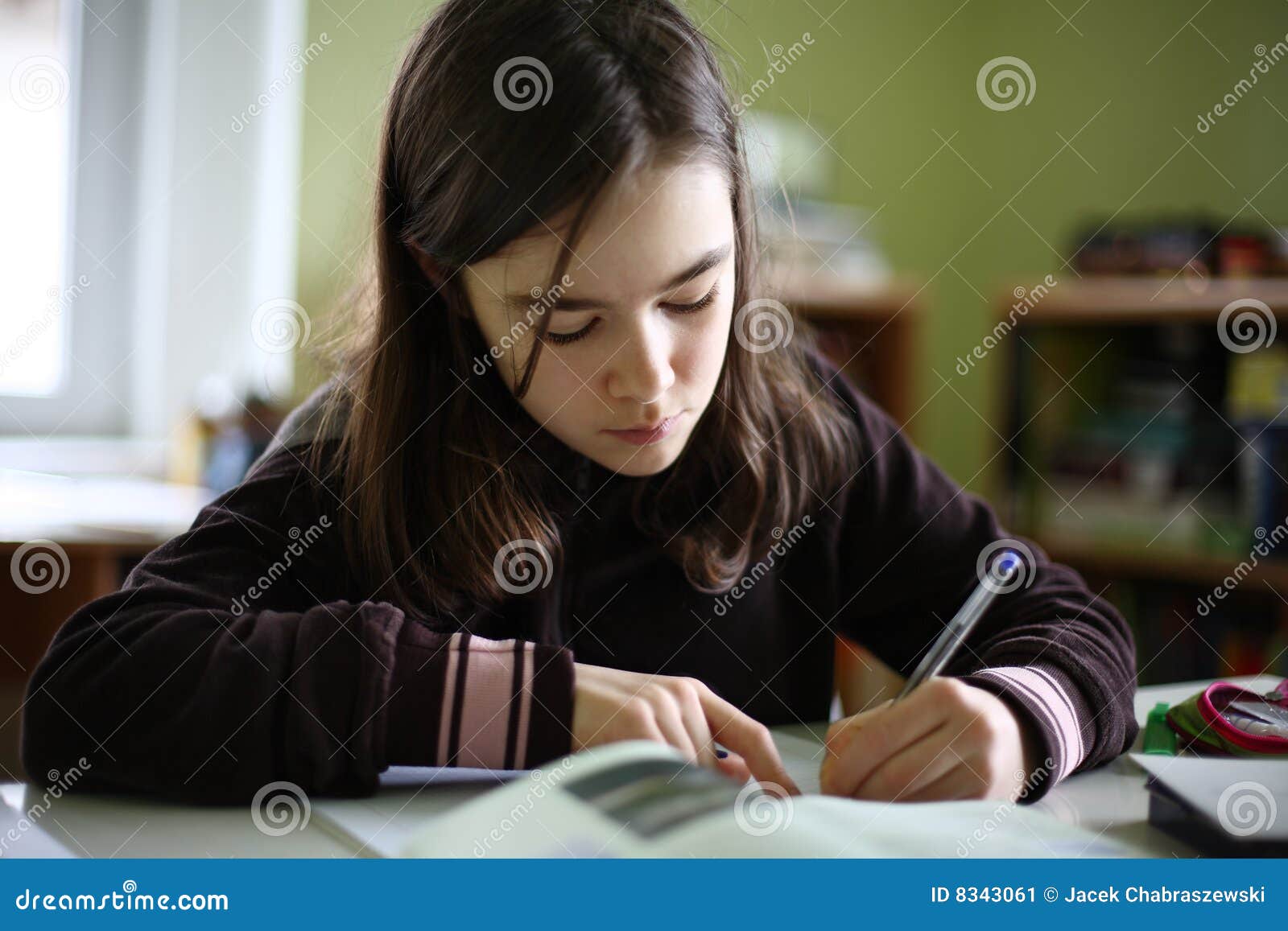 Kid doing homework stock image. Image of face, educate - 8343061
