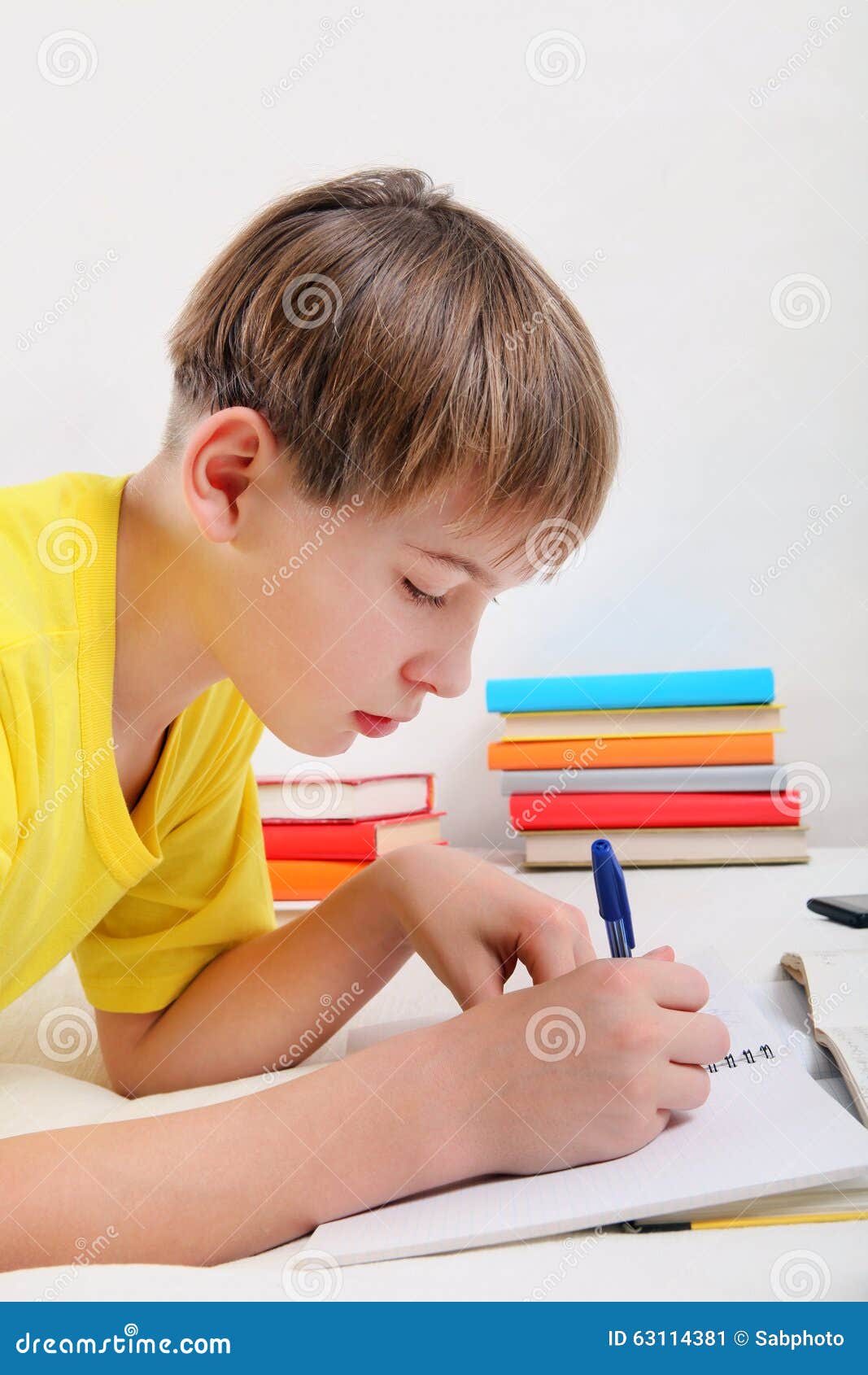 Kid doing Homework stock image. Image of outwork, caucasian - 63114381