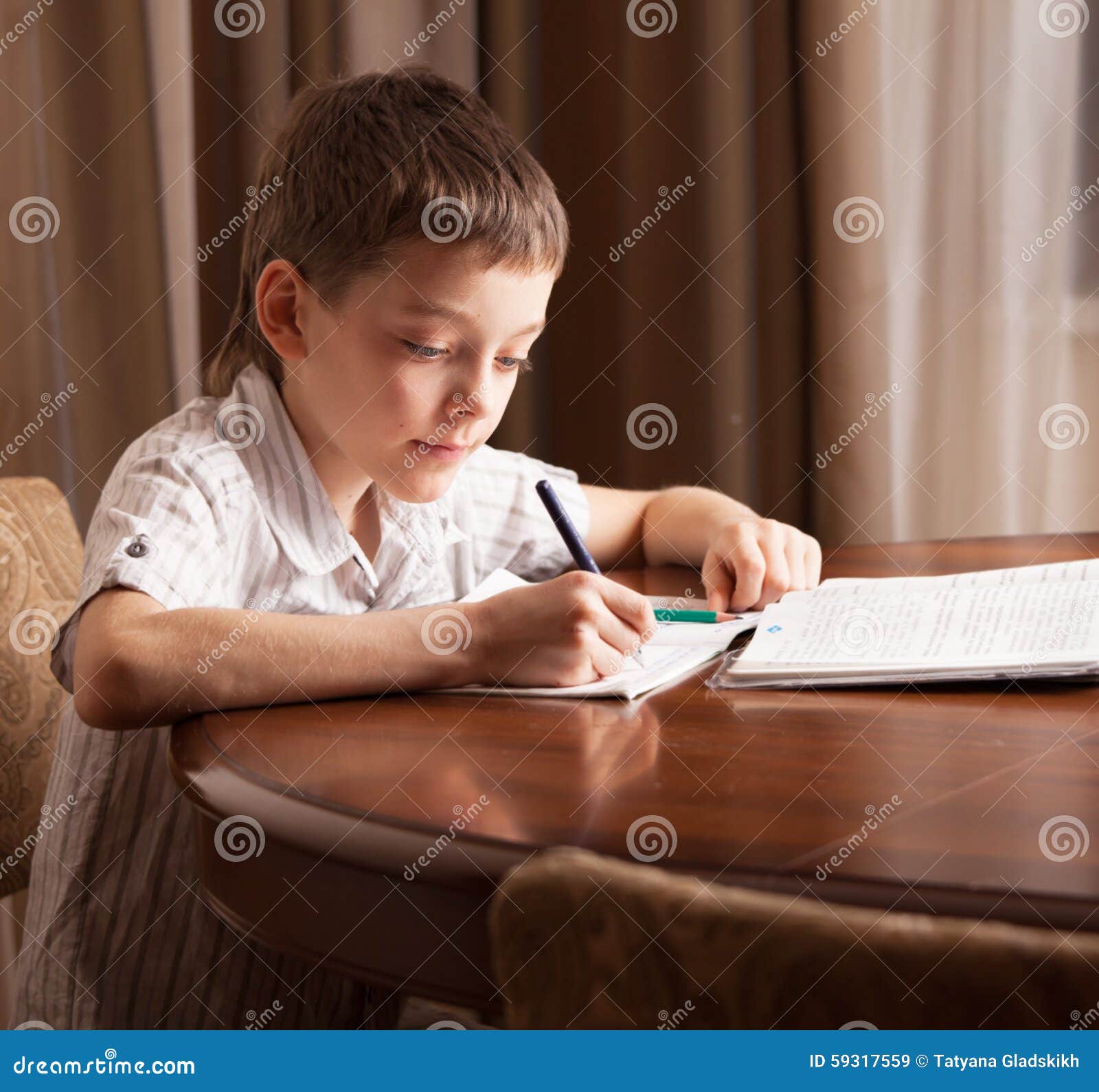 Kid doing homework stock image. Image of years, child - 59317559