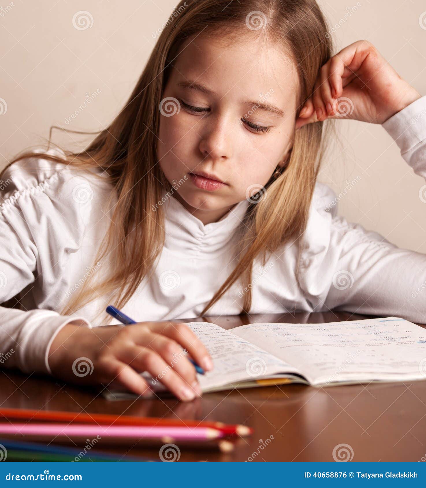 Kid doing homework stock photo. Image of elementary, home - 40658876