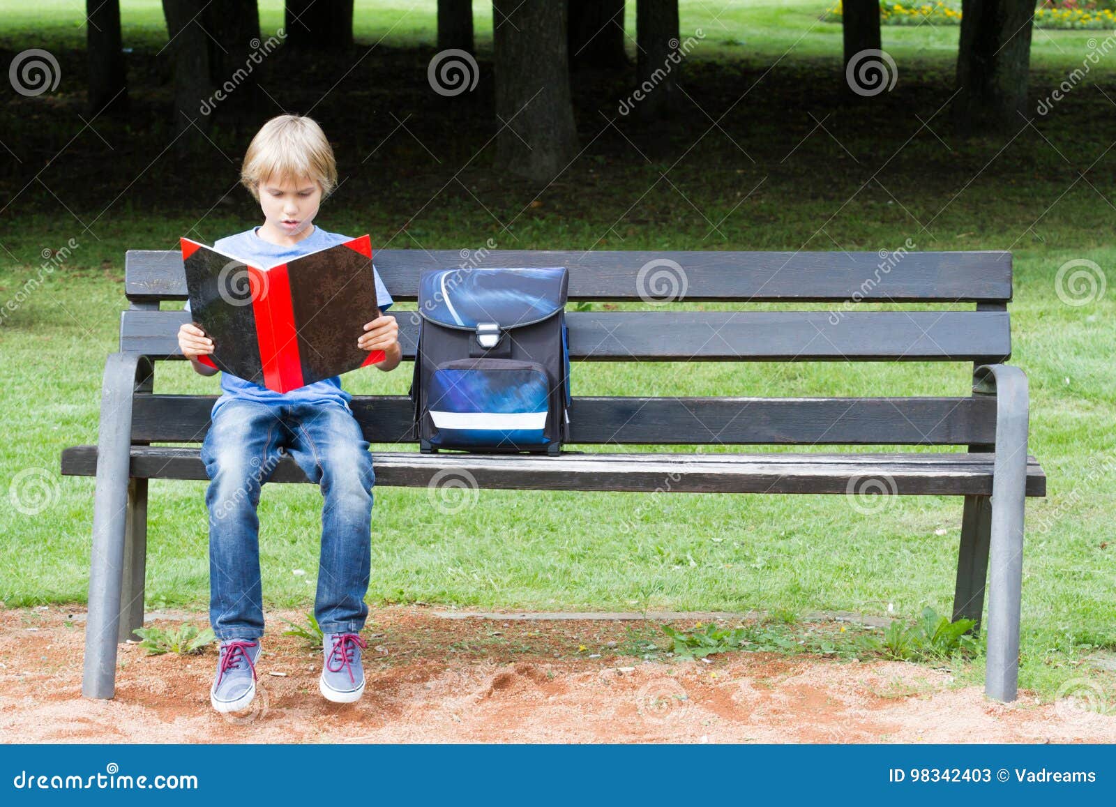Kid Doing Homework Outdoors after School Stock Image - Image of help ...