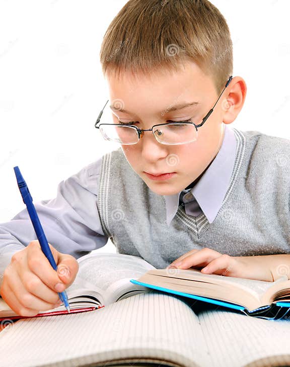 Kid doing Homework stock image. Image of childhood, glasses - 63451441