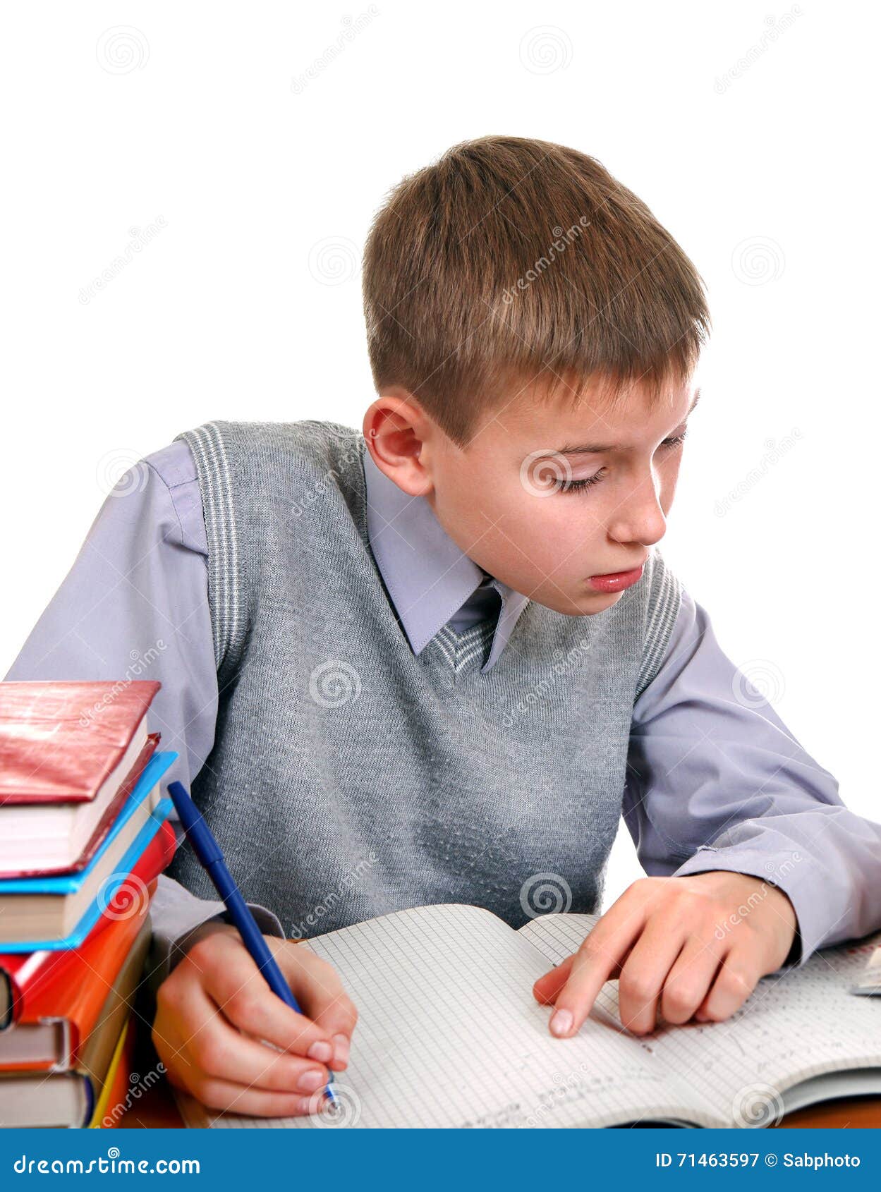 Kid doing Homework stock image. Image of caucasian, attention - 71463597