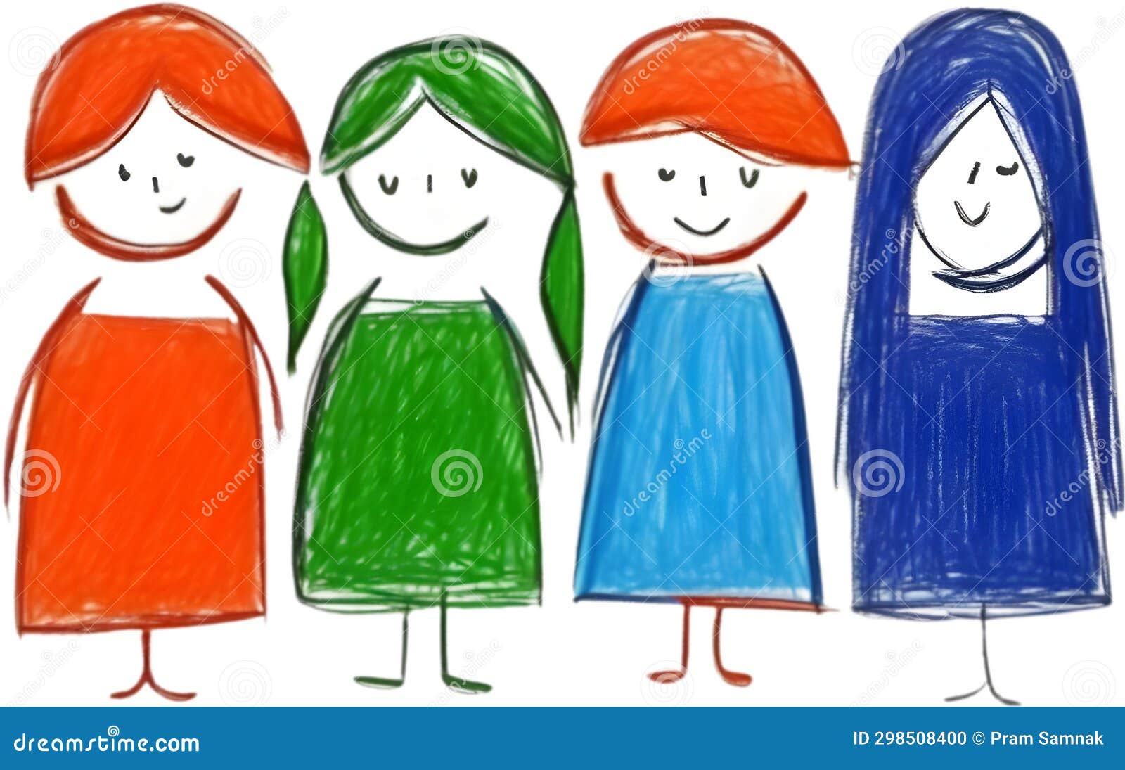 A Kid Drawing of the Sibling. AI-Generated. Stock Photo - Illustration ...