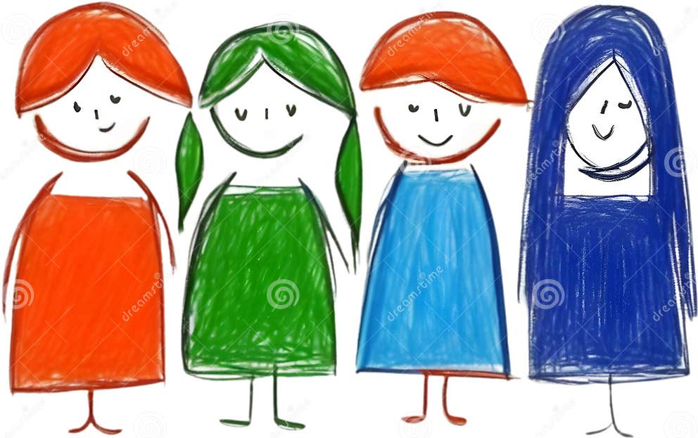 A Kid Drawing of the Sibling. AI-Generated. Stock Photo - Illustration ...