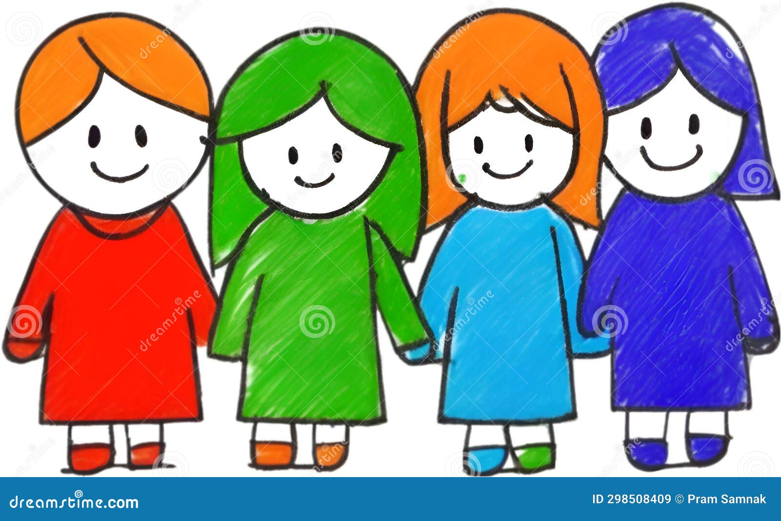 A Kid Drawing of the Sibling. AI-Generated. Stock Image - Illustration ...