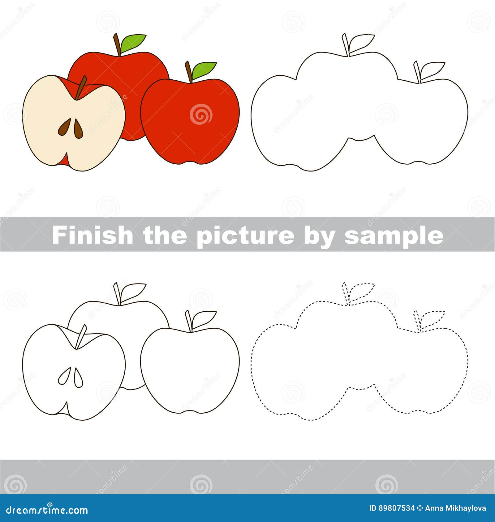 Kid Drawing Worksheet To Complete Picture by Sample. Stock Vector ...