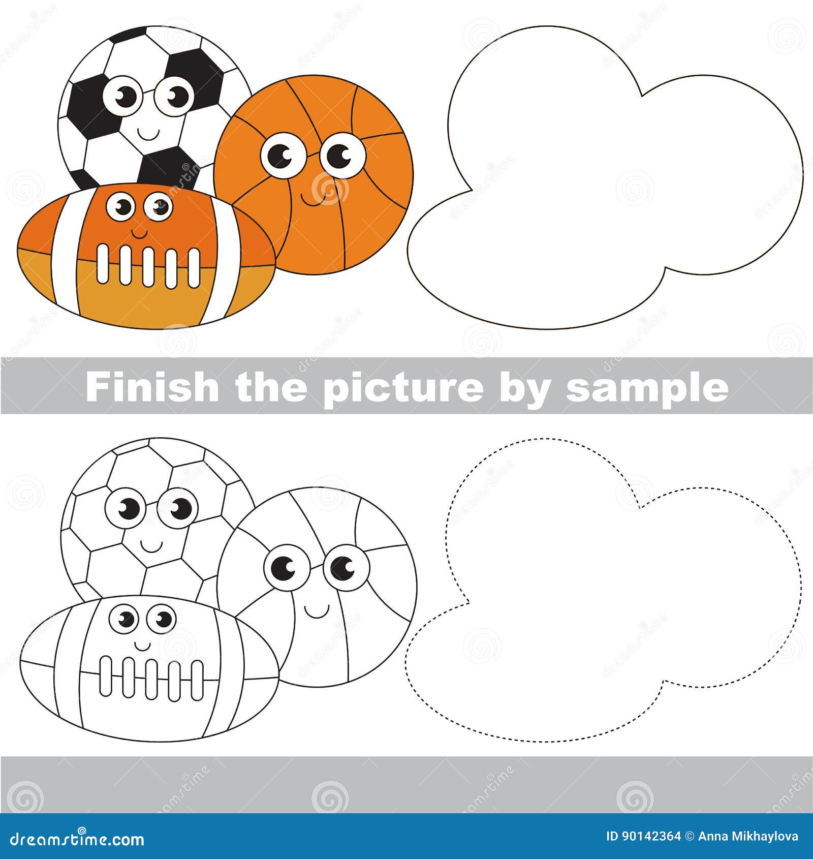 Kid Drawing Worksheet To Complete Picture by Sample. Stock Vector ...
