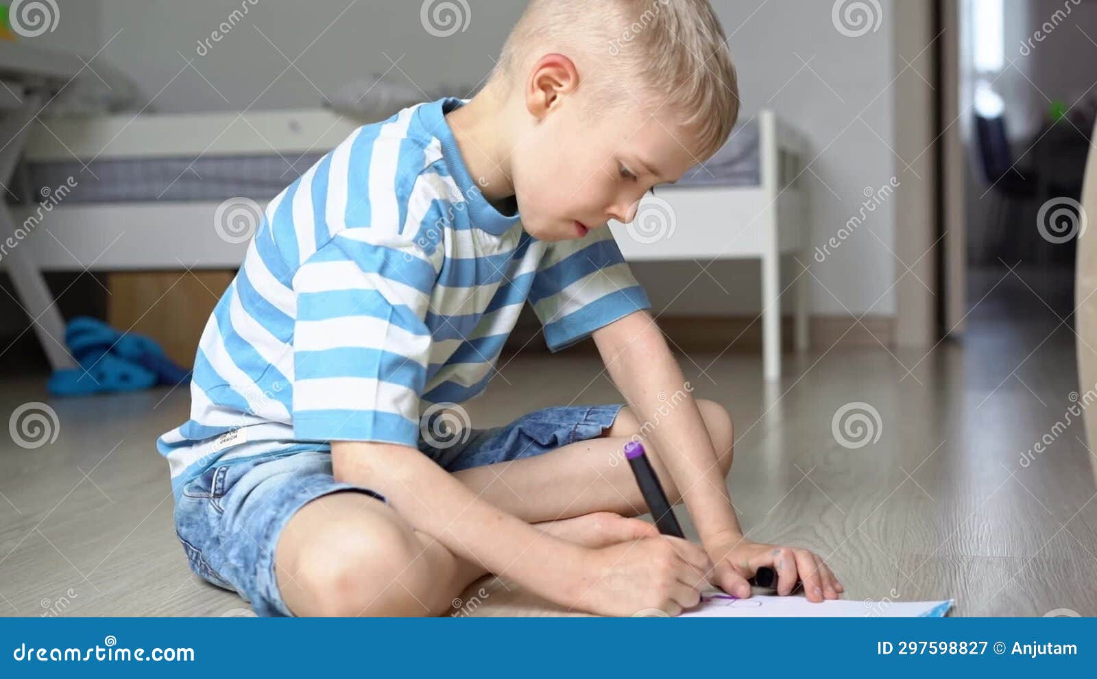 Kid Draws a Rainbow with Markers. Children S Drawing Stock Video ...