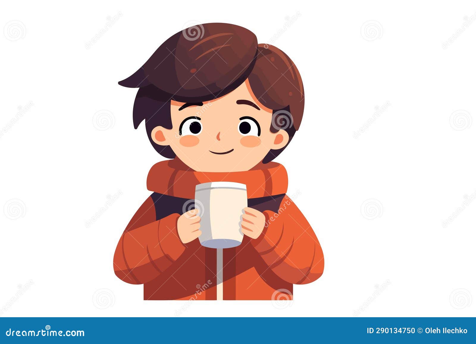 Kid Drinking Coffee Vector Flat Minimalistic Isolated Illustration ...