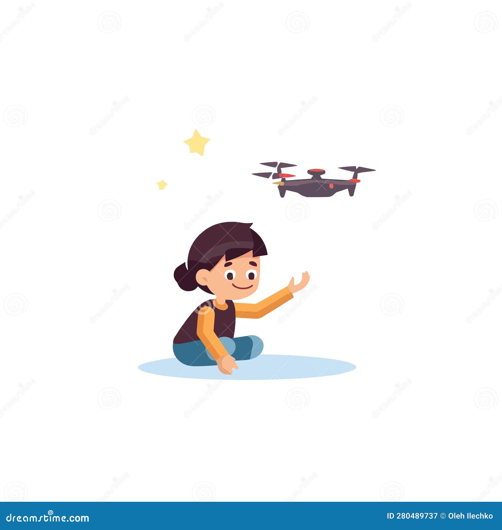 Kid with Drone Vector Isolated Illustration Stock Vector - Illustration ...