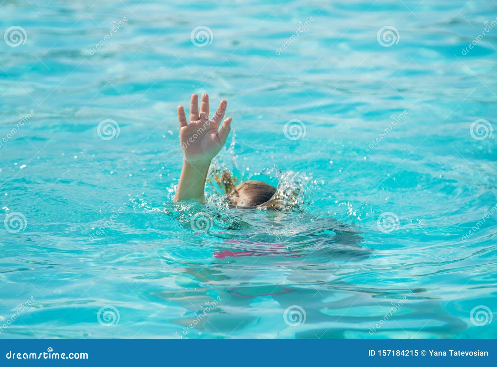 Kid is Drowning in the Sea. Selective Focus Stock Image - Image of ...