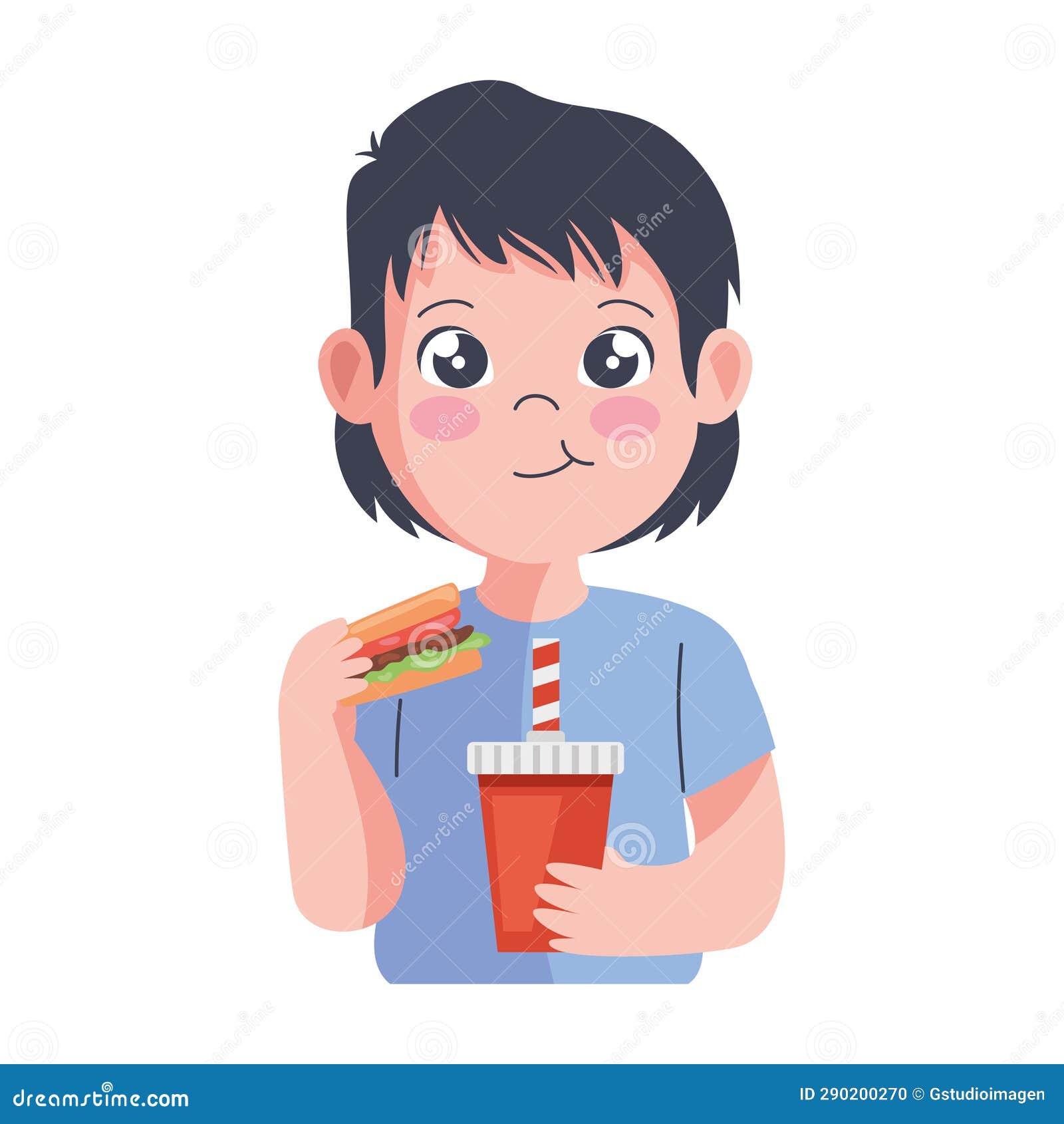 Kid eating a burger stock illustration. Illustration of cheeseburger ...
