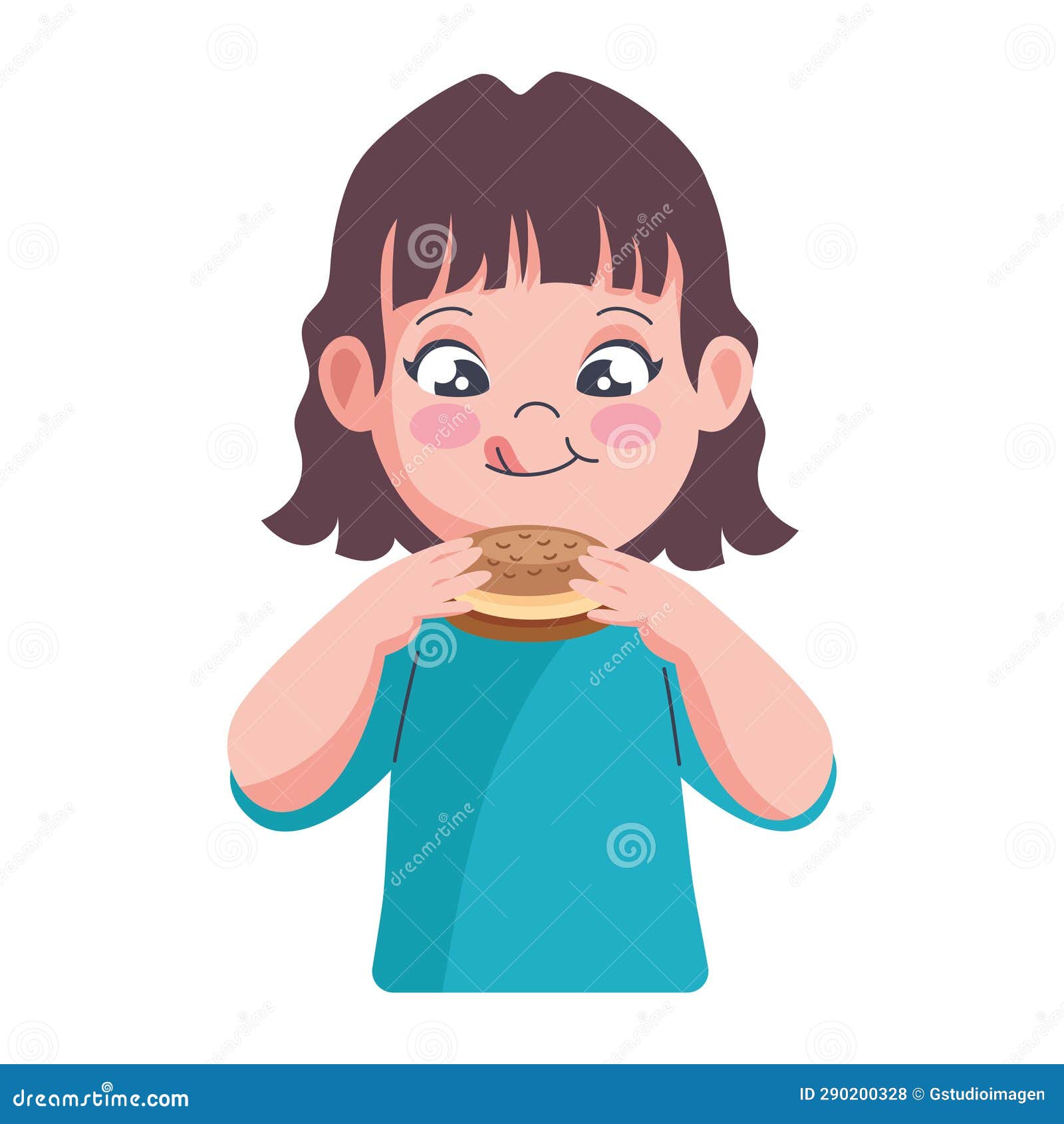 Kid eating a cookie stock vector. Illustration of girl - 290200328