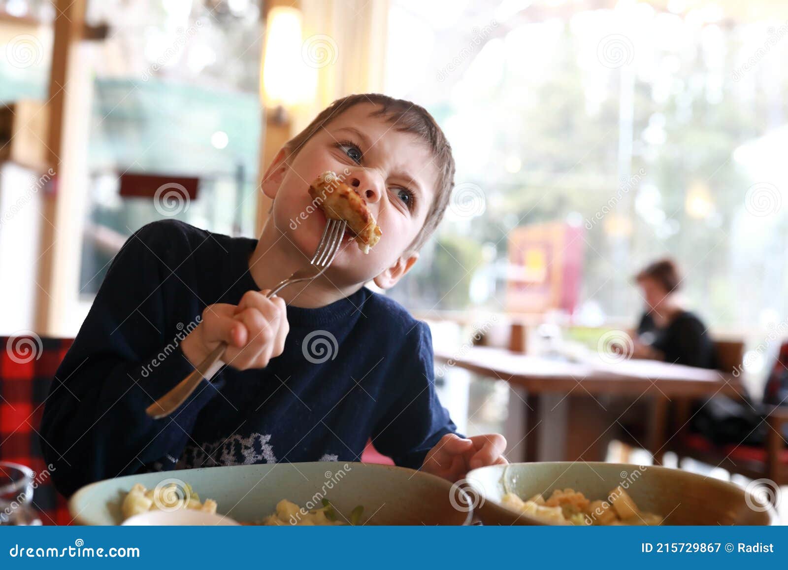 Kid Eating Cutlet in Restaurant Stock Image - Image of appetite ...