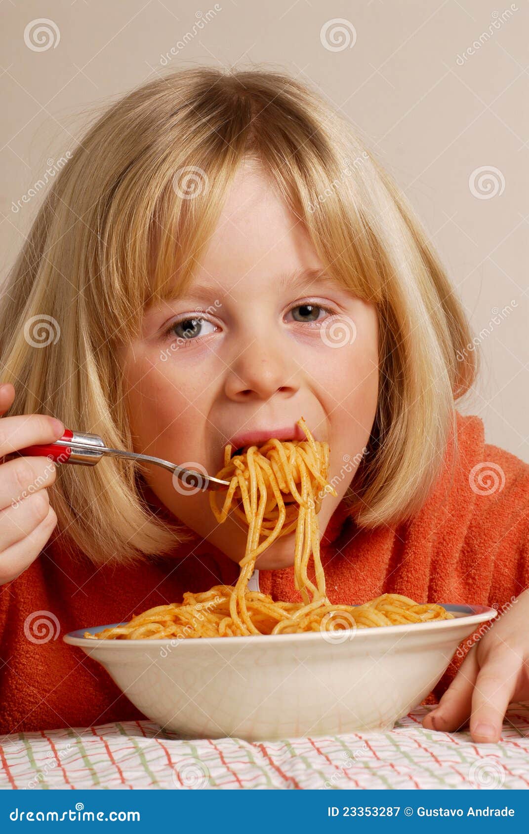Kid eating pasta stock image. Image of detail, lunch - 23353287