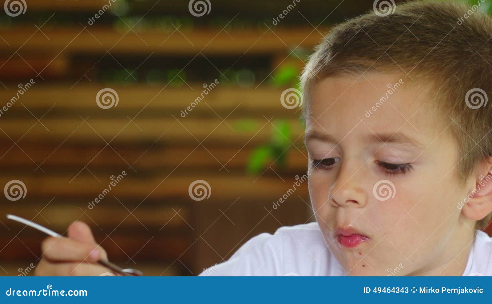 Kid Eating Tomato Salad stock video. Video of childhood - 49464343