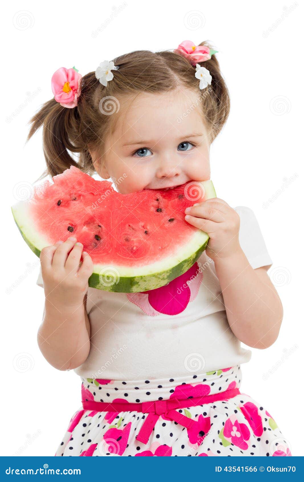 Kid Eating Watermelon Isolated on White Stock Photo - Image of human ...