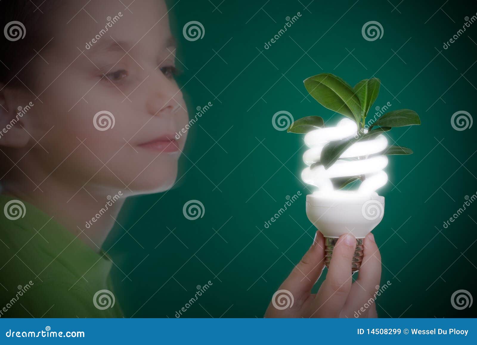 Kid with Energy Saving Bulb Stock Image - Image of innovation, green ...