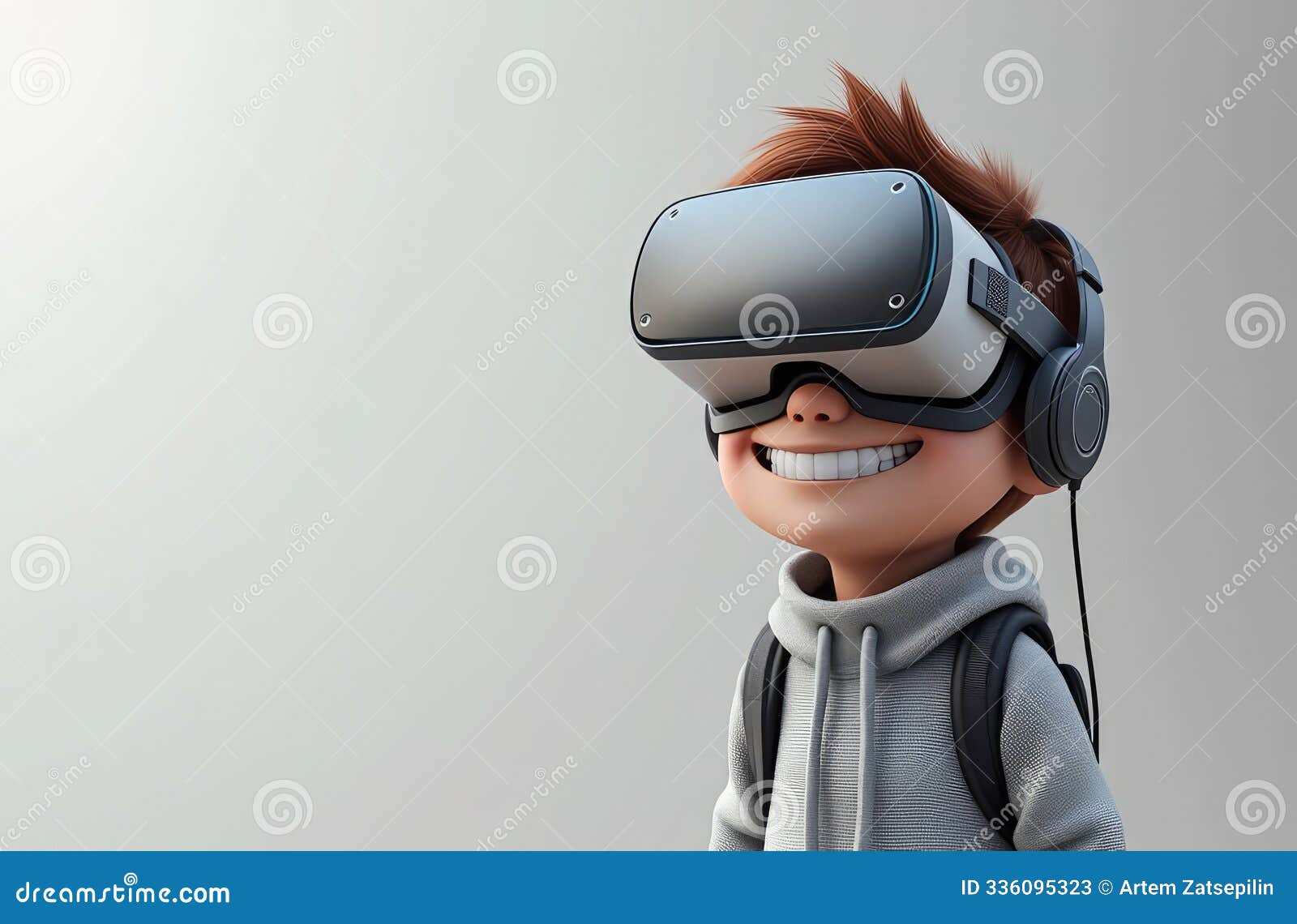 Kid Experiencing Immersive Virtual Reality Gaming with VR Headset ...