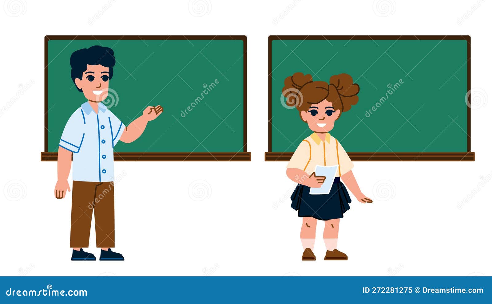 Kid explain lesson vector stock illustration. Illustration of classroom ...