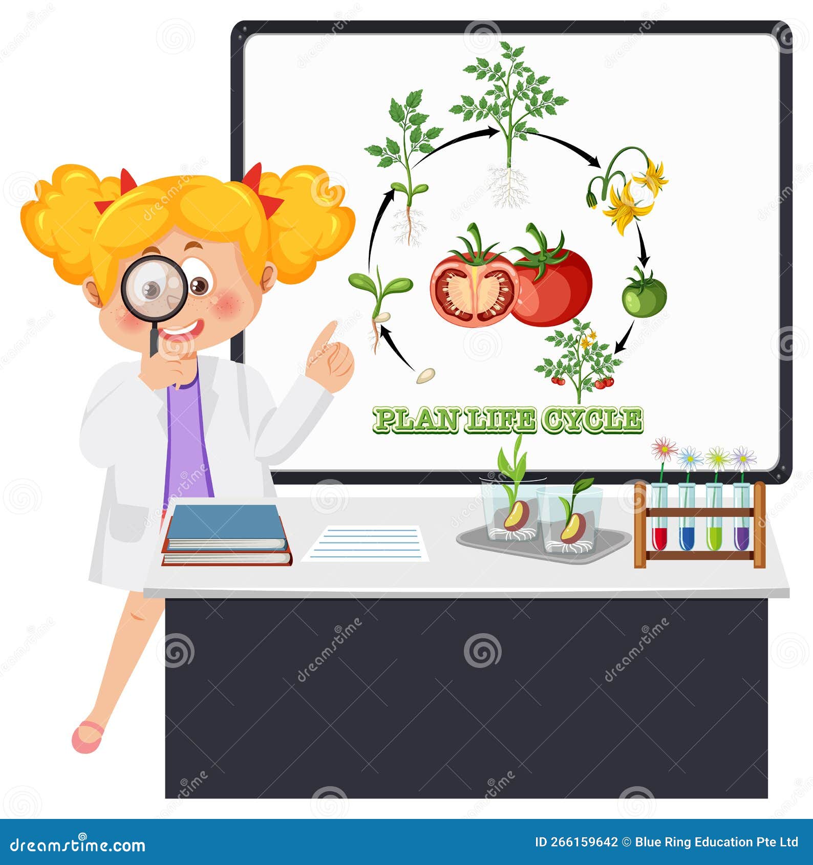 Kid Explaining Parts of a Plant Stock Vector - Illustration of eps10 ...