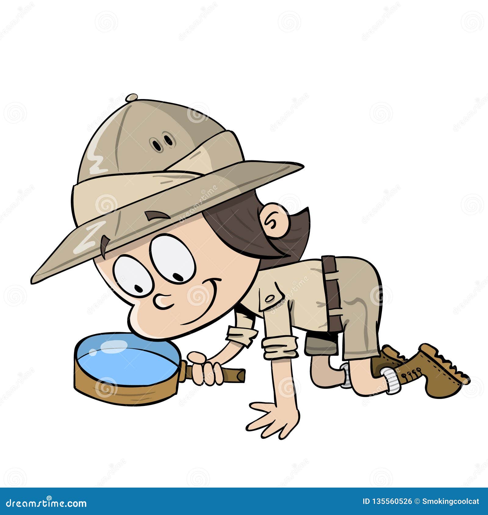 Kid Exploring with Big Magnifying Glass Stock Illustration ... Kid Exploring with Big Magnifying Glass Stock Illustration ...