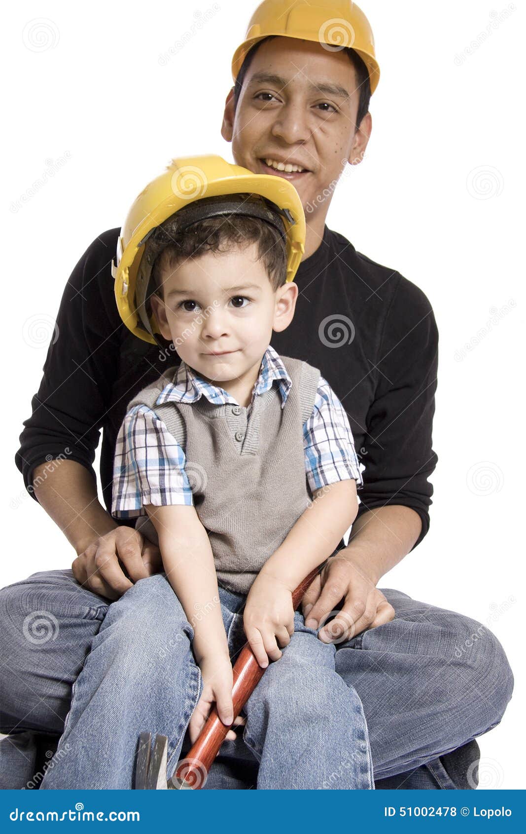Kid Father Construction Worker Stock Photo - Image of people, playful ...