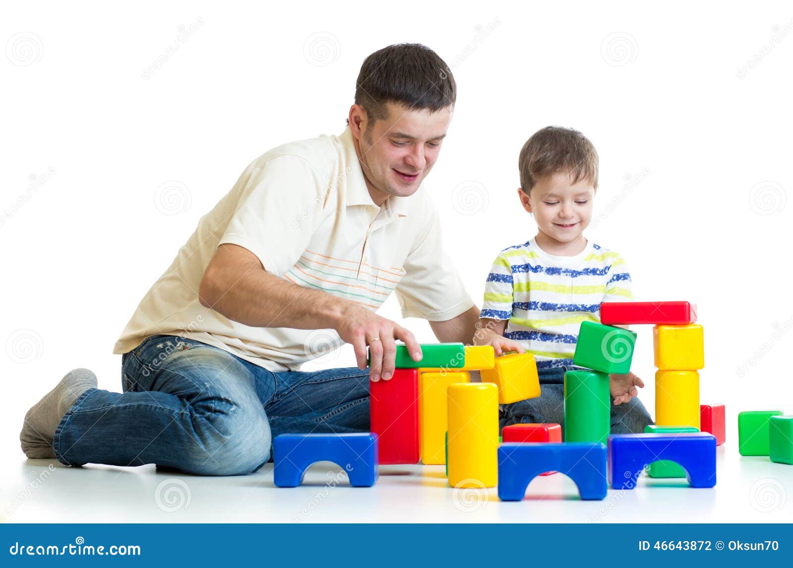 Kid and Father Play with Building Blocks Stock Photo - Image of baby ...