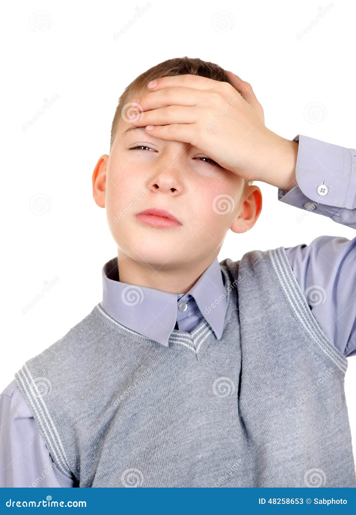 Kid feel Headache stock image. Image of shirt, adolescent - 48258653