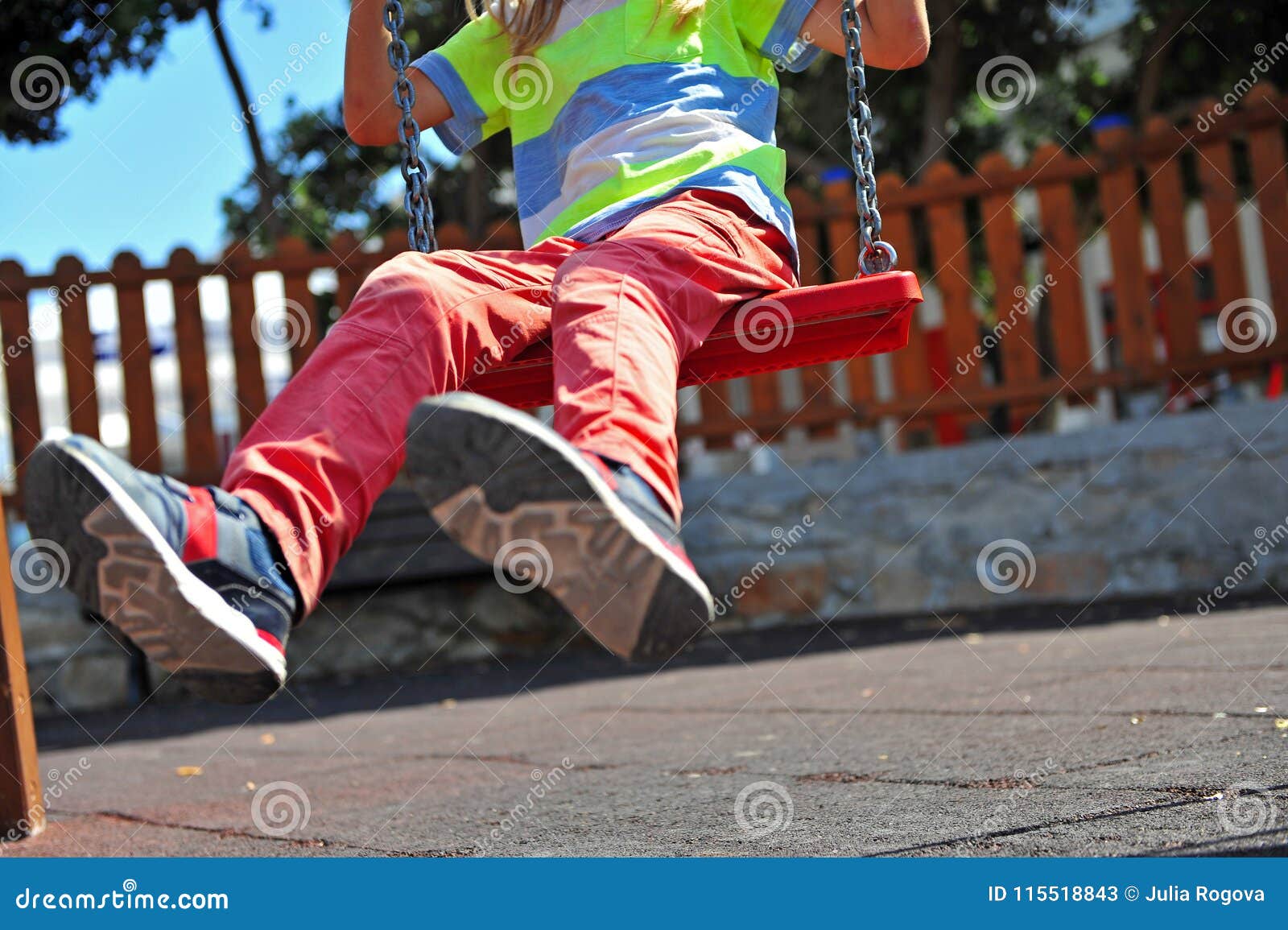 Kid Feet on Swing at Playground Stock Image - Image of playground ...